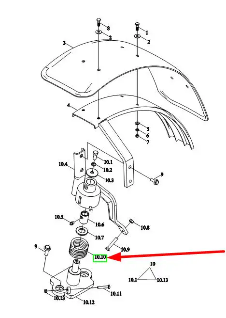 TB400.476A-01 Sprężyna prawa błotnika skrętnego - sklep rolniczy Korbanek