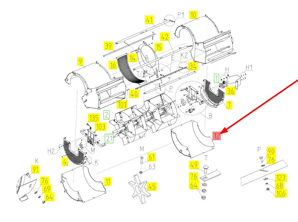 100735769 Element obudowy wentylatora wialni - sklep rolniczy Korbanek