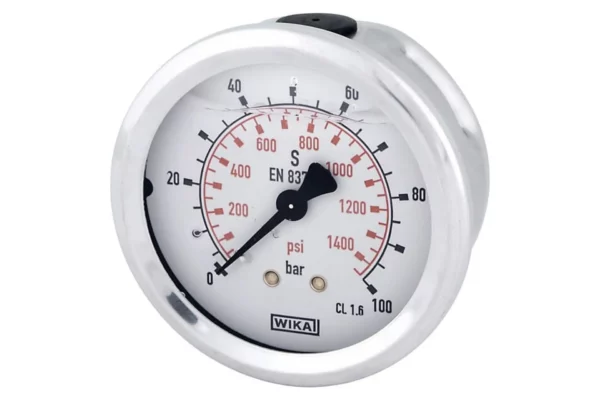 B711W063100T Manometr glicerynowy, o63 mm, 100 bar, przyłącze tylne 1/4" - sklep rolniczy Korbanek