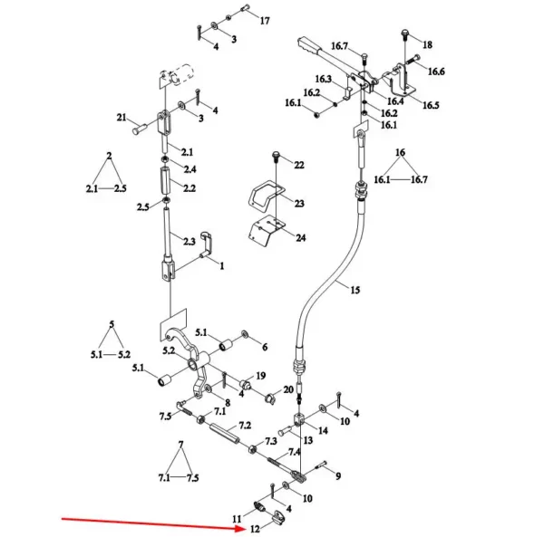 TE3C433050006 Łącznik cięgna hamulca ręcznego - sklep rolniczy Korbanek